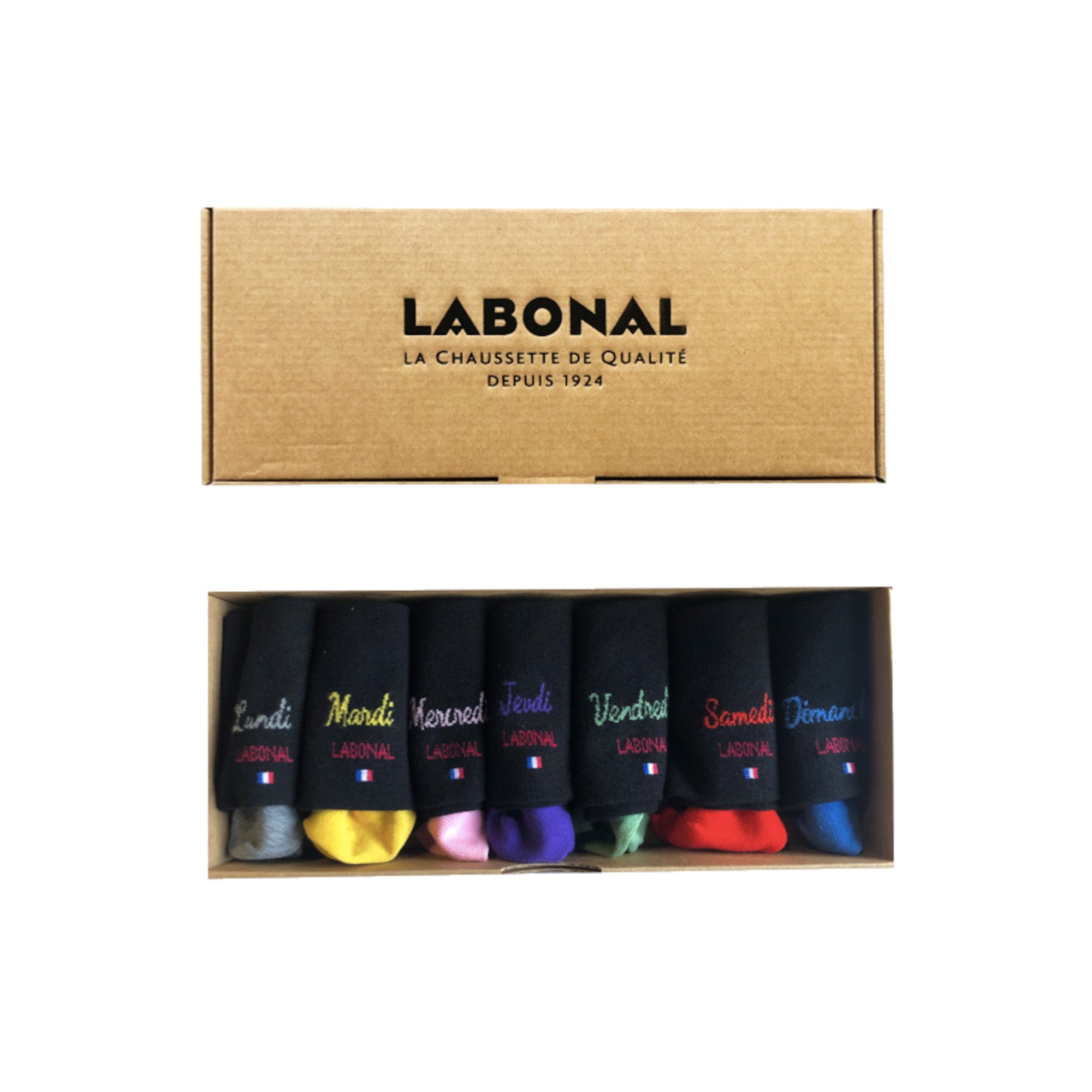 Coffret Mini-socquettes Semainier Femme Coton Noir | Labonal